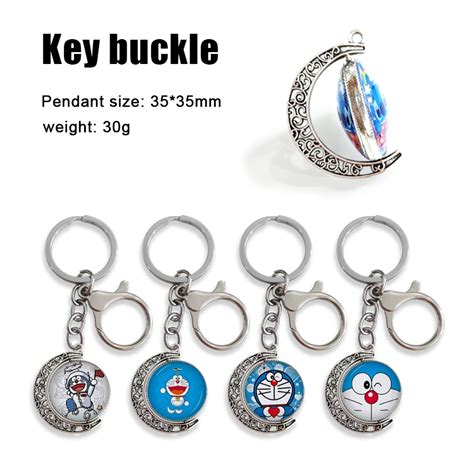 12 Styles Doraemon Cartoon Double Sided Rotation Alloy Anime Keychain