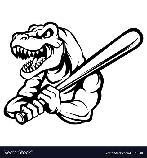Angry Tyrannosaurus Baseball Team Logo Vector Image On Vectorstock Drawings Bw Art Baseball