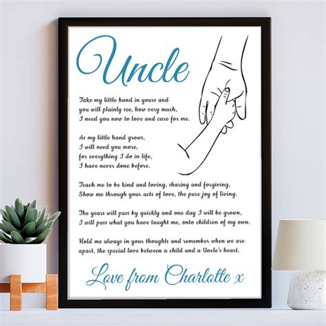 Uncles Love Personalized Poem Print Christmas Birthday Thank You