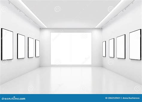 Interior Of Contemporary Art Gallery With Empty Frames Against White