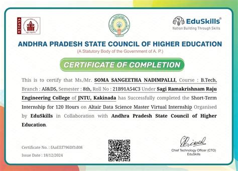 Datascience Internshipcompletion Skilldevelopment Eduskills Apsche