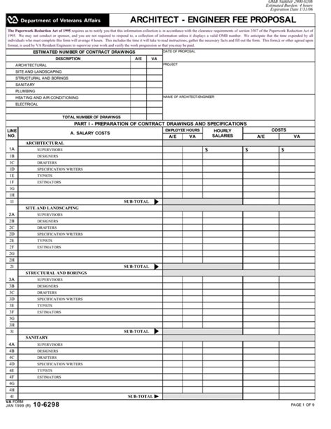 Architect Engineer Fee Proposal