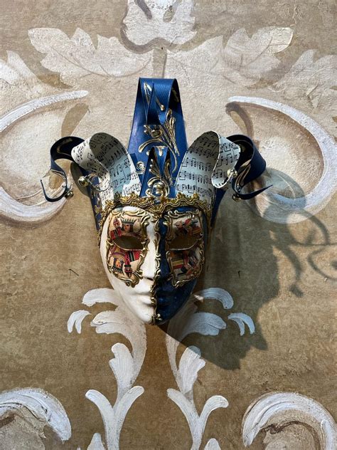 Maschera Veneziana Maschera Da Giullare Blu Maschera Originale Etsy
