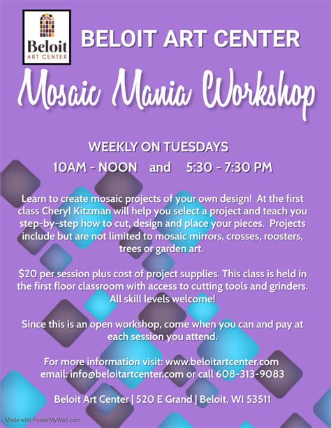 New Mosaic Class Schedule Coming In November And December Beloit Art