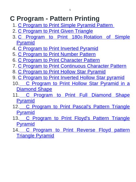 C Program Pattern Printing Pdf Computer Programming
