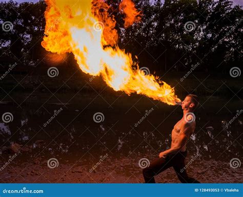 Fire Eater At The Circus Royalty Free Stock Image