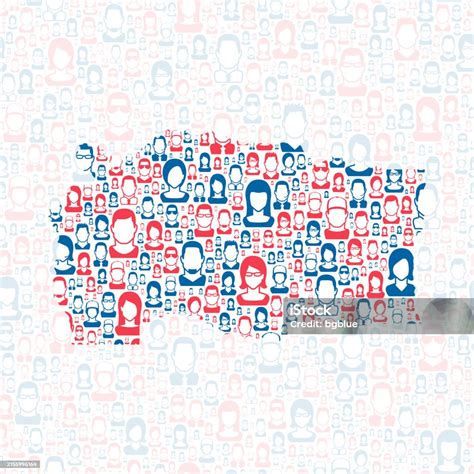 Linn County Oregon Map With Blue And Red People Stock Illustration