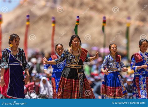 A Group Of Young Nepali Girls Performing Traditional Dance Sequence