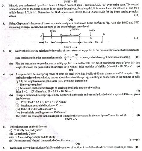 Rtu Question Papers 4 Semester Ce Strength Of Materials Ii