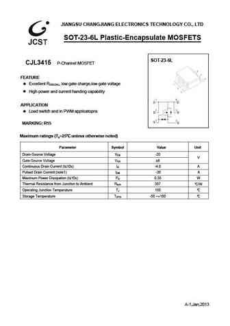 3415 Datasheet Mosfet P Ch 20v 56a Full Specification With Pinout