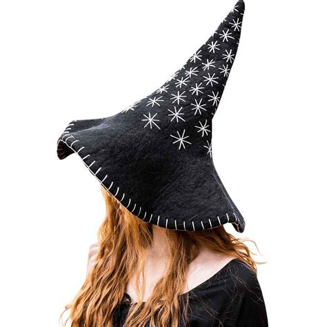 Star Wool Witch Hat Black