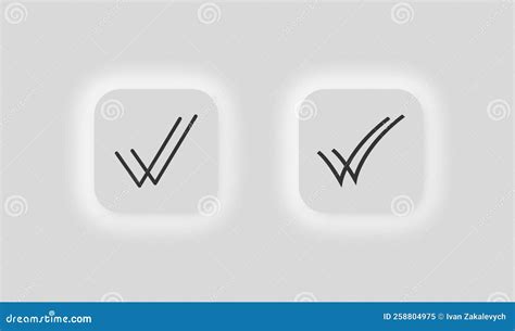 Valid Seal Icon Two Ticks Symbol Sign Yes Vector Neumorphism 258804975