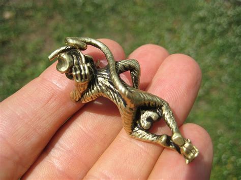 Brass Metal Monkey Amulet Phallic Phallus Paladkik Love