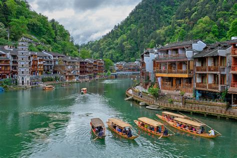 Chinese Tourist Attraction Destination Feng Huang Ancient Town