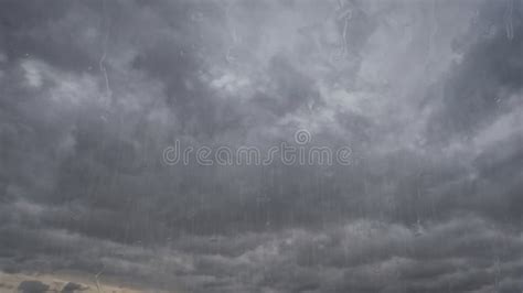Heavy Rain On Sky With Clouds Cute Weather Background Photo Of