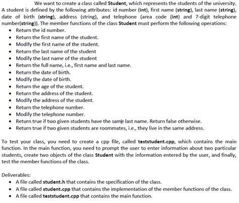 Solved We Want To Create A Class Called Student Which