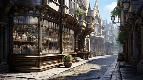Premium Photo Storefront Of A Highend Shop In A Medieval Fantasy Setting
