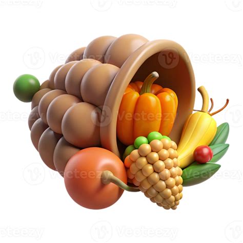Dramatic Classic Thanksgiving Cornucopia Overflowing Cutout Detailed