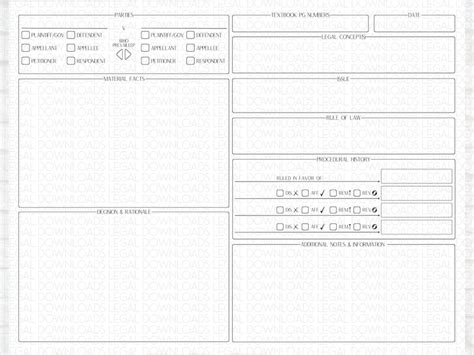 Case Brief Template Fillable Case Brief Outline Editable Law School