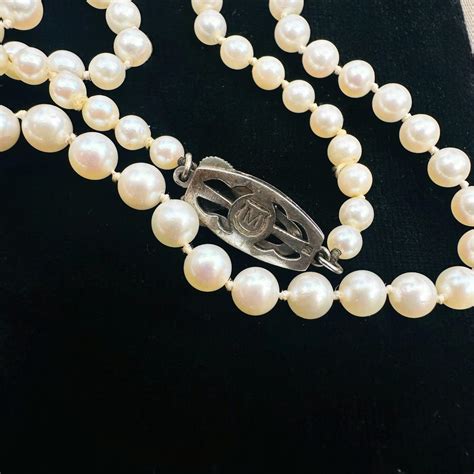 Vintage Mikimoto Pearl Necklace With Silver Clasp Authentic Japanese