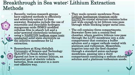 Sea To Cell The Future Of Lithium Extraction From Ocean Water Pptx