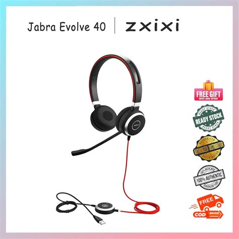 Jabra Evolve 40 Stereo Noise Cancelling Headphones Mute Button Cable
