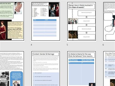 An Inspector Calls Booklet 2 Sheila Teaching Resources