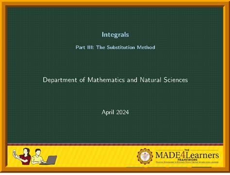 Integrals Part 3 Integrals Part Iii The Substitution Method