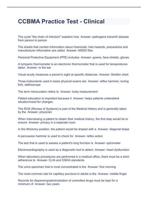Ccbma Practice Test Clinical Ccbma Stuvia Us