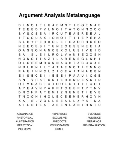 Argument Analysis Metalanguage Word Search