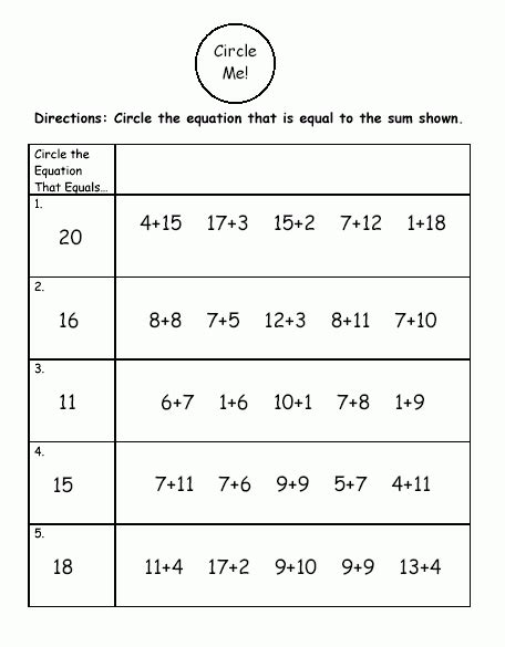 Basic Arithmetic Skill Worksheet