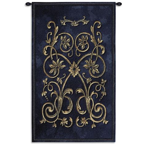 Florette Bleu Woven Tapestry Wall Art Hanging Architectural Antique