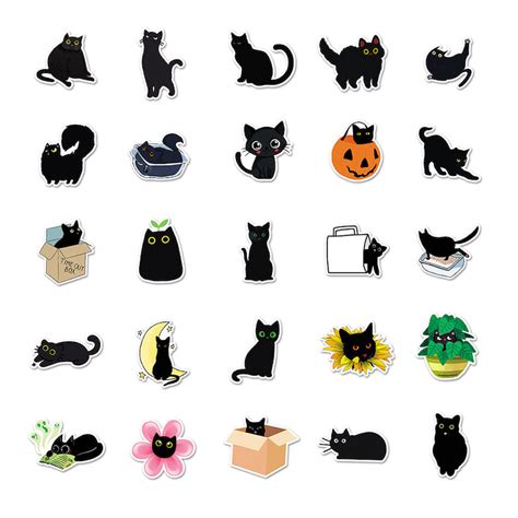 Cute Black Cat Sticker Pack Shop Online On Roomtery
