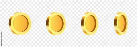Vector set of realistic gold coins on isolated transparent background. Gold coins png. Gold ...