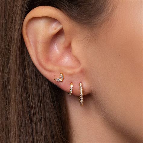 Silver Earring Set Silver Ear Stacking Set Hoops Set Jewellery T