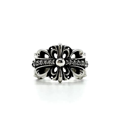 Chrome Hearts Double Floral Diamond Ring