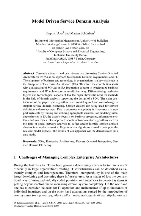 Pdf Model Driven Service Domain Analysis