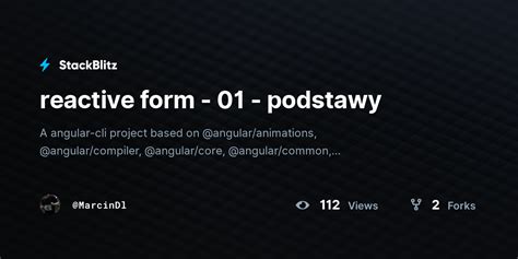 Reactive Form 01 Podstawy Stackblitz