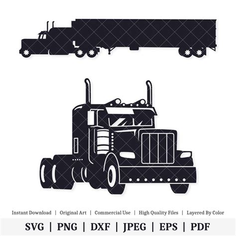 Semi Truck Svg Clipart Etsy