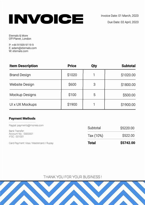 Minimal Bold Pattern Business Invoice Design Templates