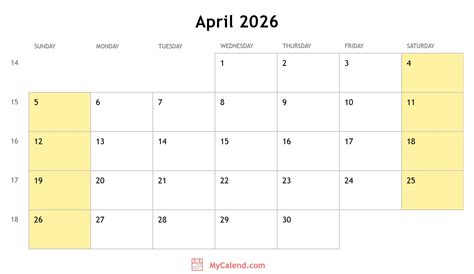 Calendar April 2026 With Holidays — Usa Calendars