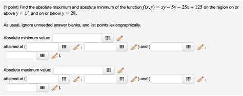 Solved Find The Absolute Maximum And Absolute Minimum Of The Chegg