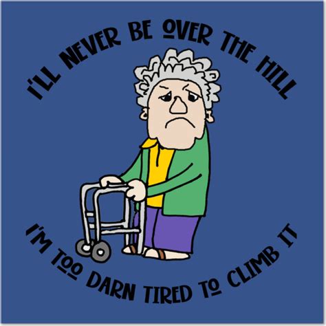 Funny Old Lady With Walker Over The Hill Cartoon Over The Hill