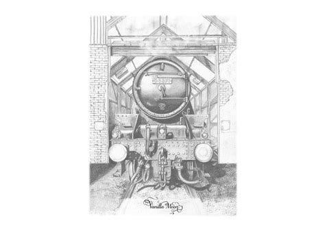 Print Steam Locomotive Pencil Drawing To Bed Limited Edition Fine Art