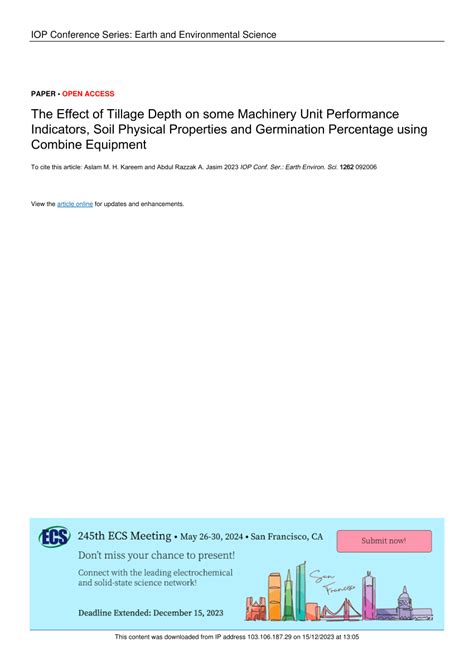 Pdf The Effect Of Tillage Depth On Some Machinery Unit Performance