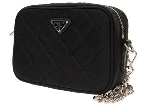 Prada Crossbody Quilted Tessuto Mini Black In Nylon With Silver Tone Us