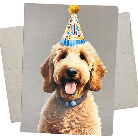Goldendoodle Birthday Card 1 Premium Card 5x7 Inches Blank Inside
