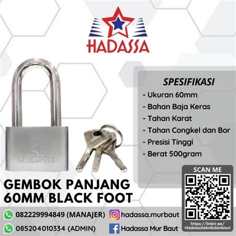 Gembok Panjang 60mm Black Foot Hadassa