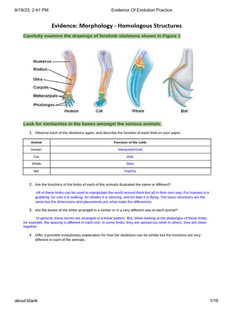 Biochemistry Molecular Biology And Cell Biology Biosci 52 Assignment Evidence Of Evolution
