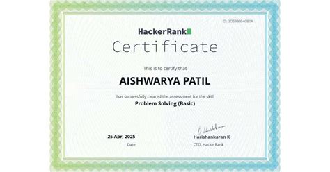Hackerrank Skill Certificate Aishwarya Patil